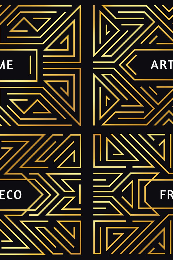 Art deco frames. Vintage golden line border, decorative gold