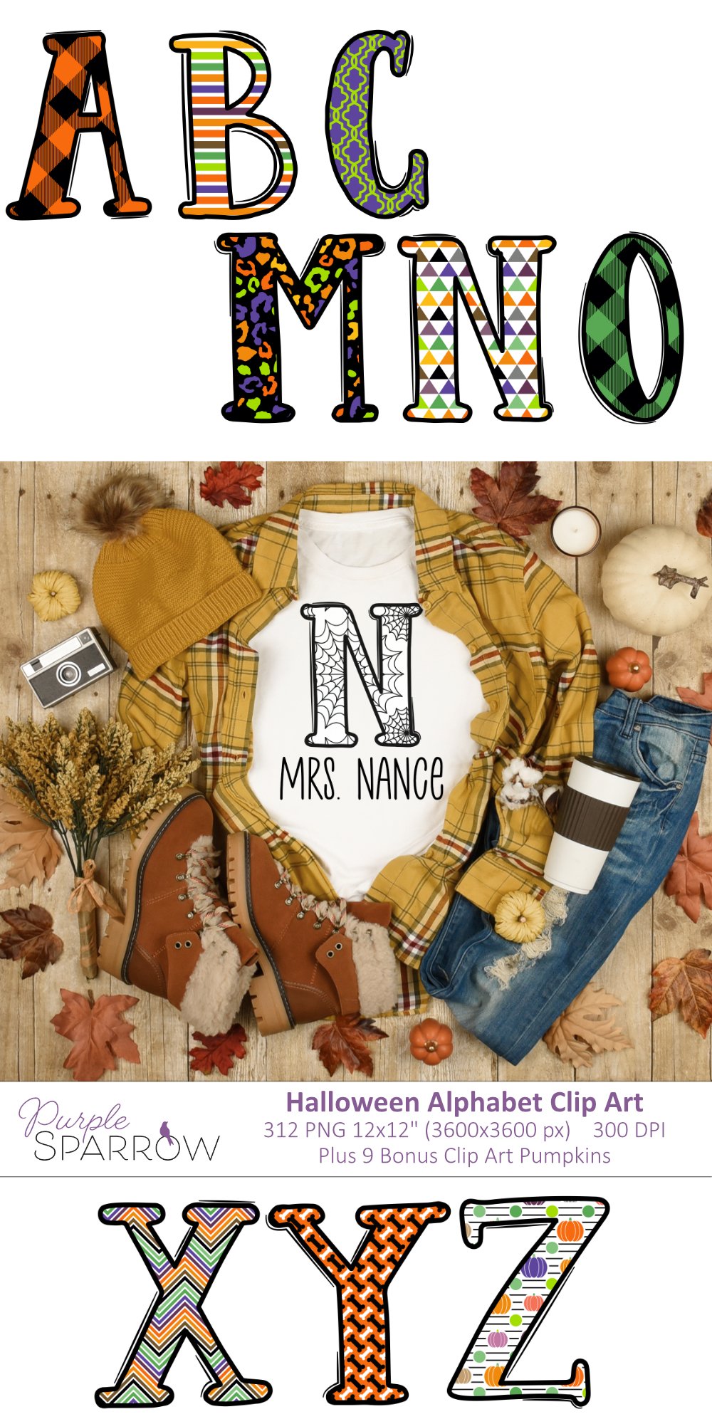 Halloween Alphabet Clip Art Bundle | 312 Letters + BONUS