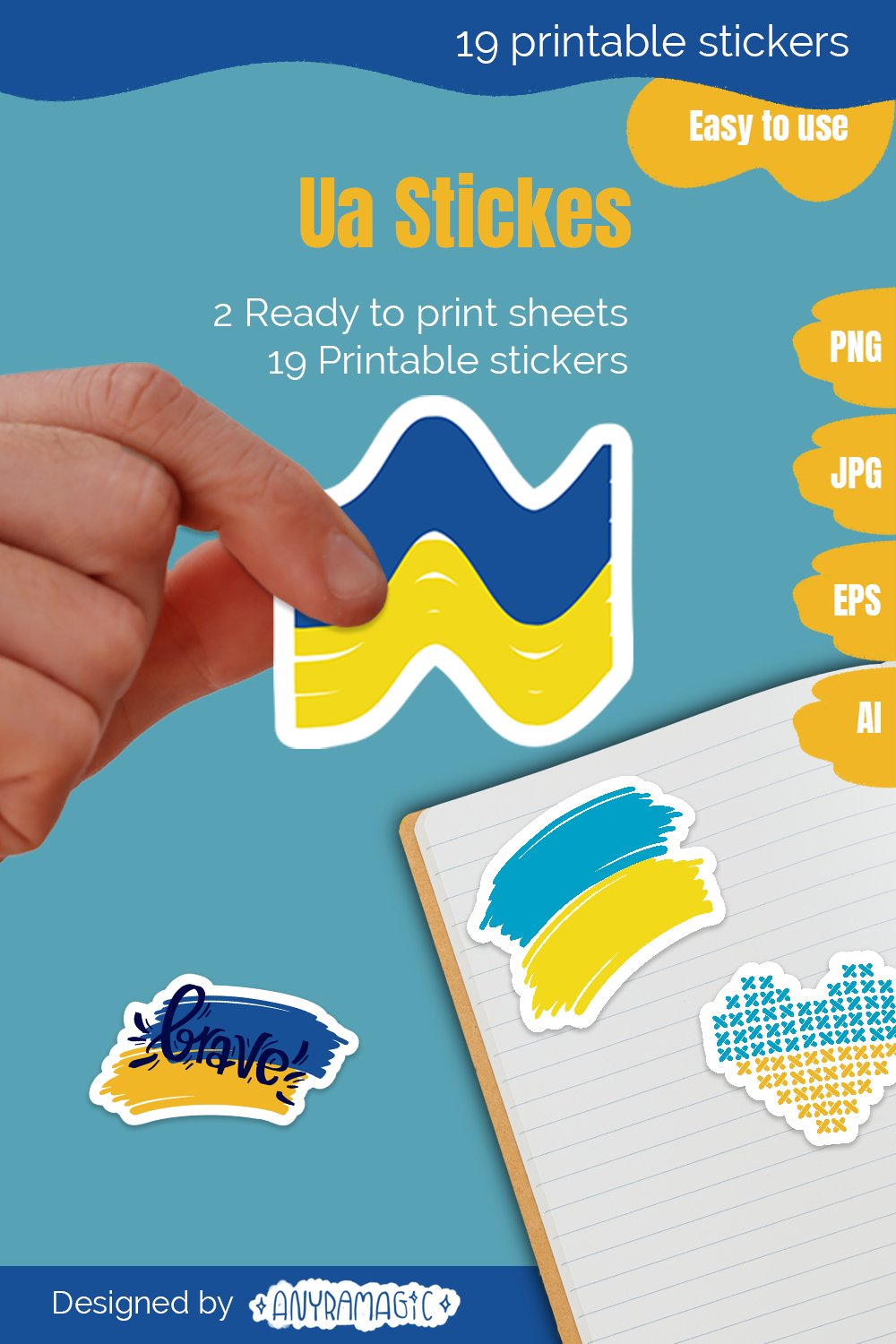 Ua Stickers |Ukraine flag colours Stickers | Blue and yellow