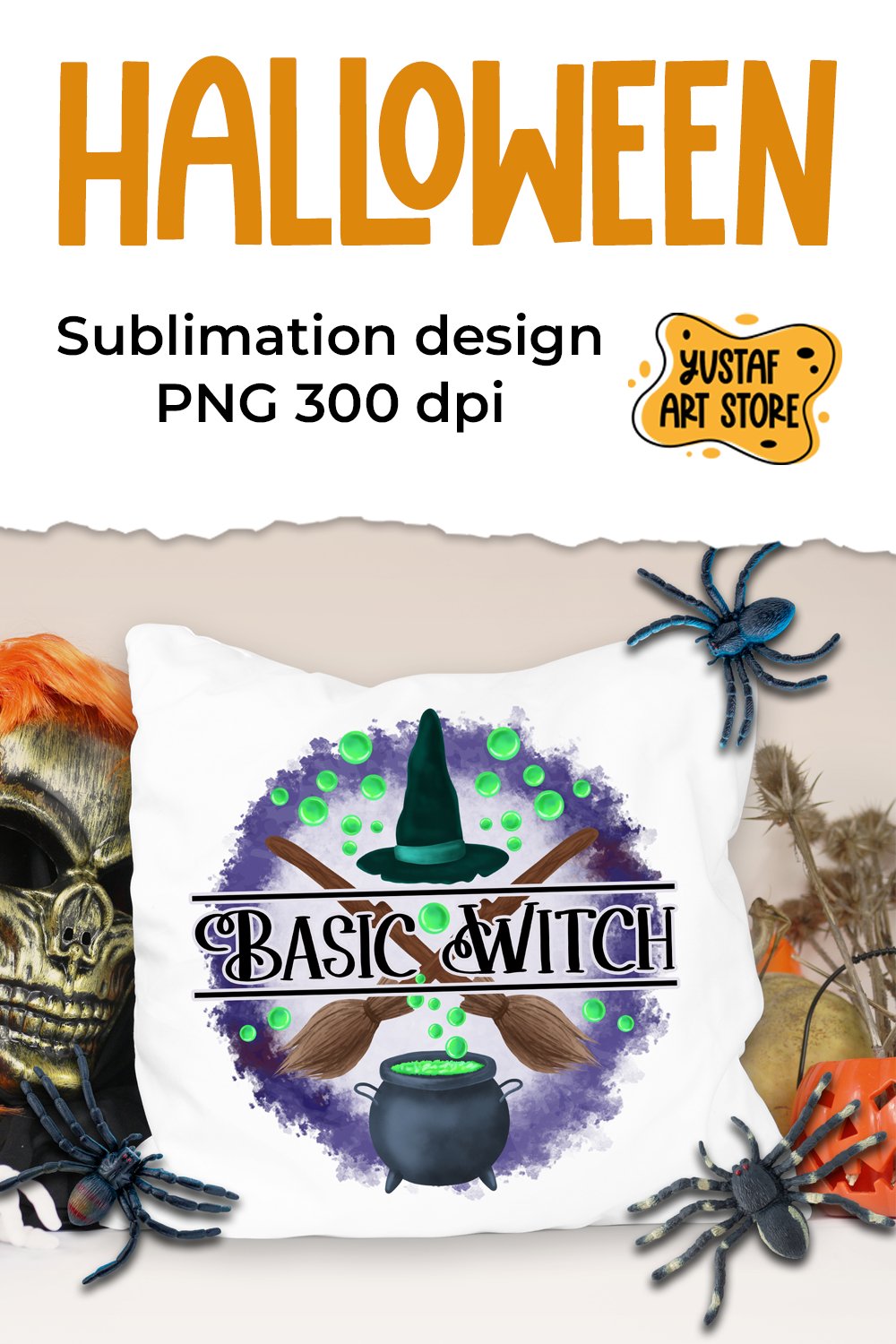 Halloween sublimation design. Basic Witch.Witch illustration