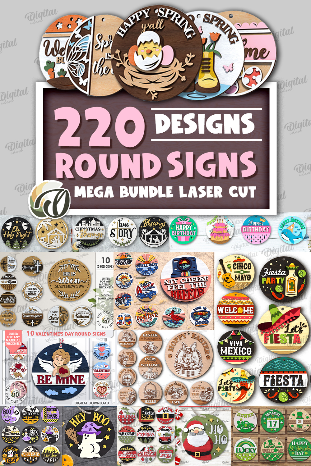 3D Round signs Mega bundle laser cut. Seasonal (5661204)