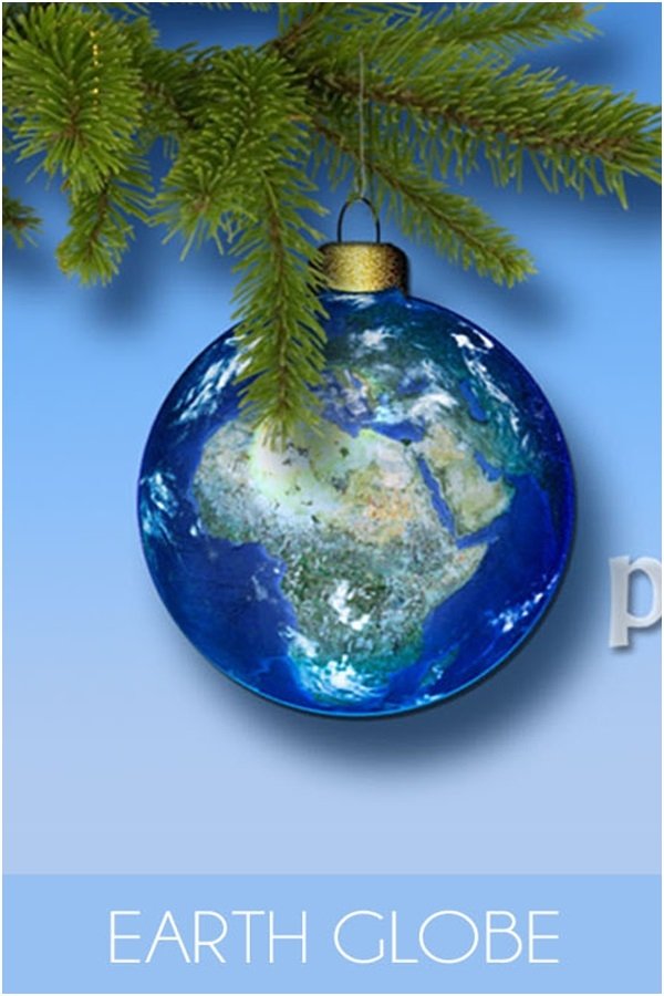 20 Earth Globe Christmas Ornaments - PNG