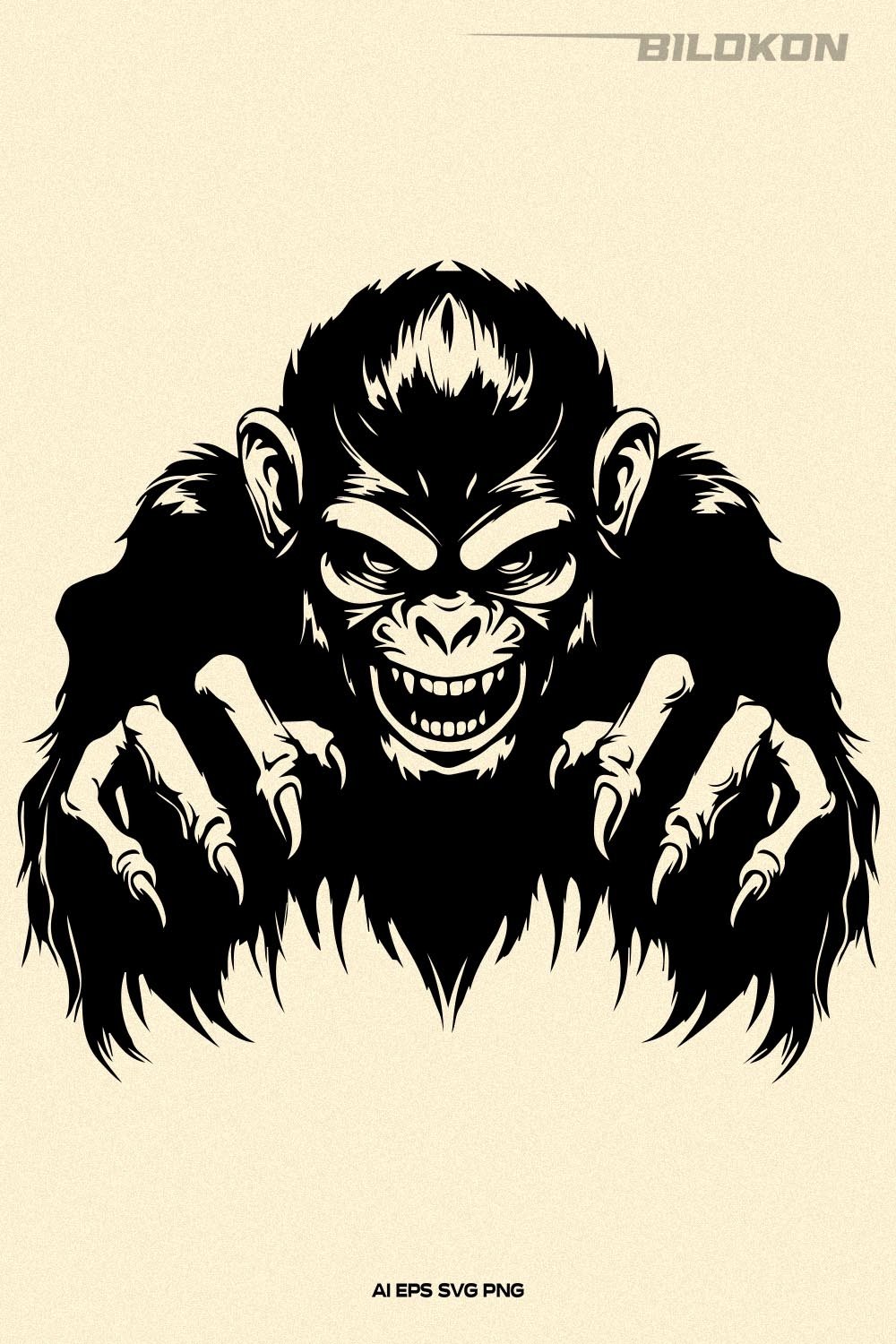 Evil Monkey, Scary Monkey head, Halloween SVG
