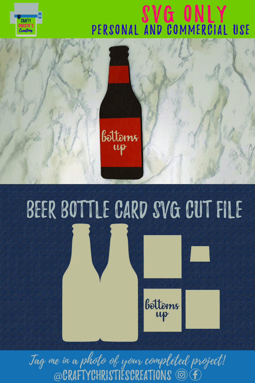Beer Bottle Card SVG for Cutting Machines