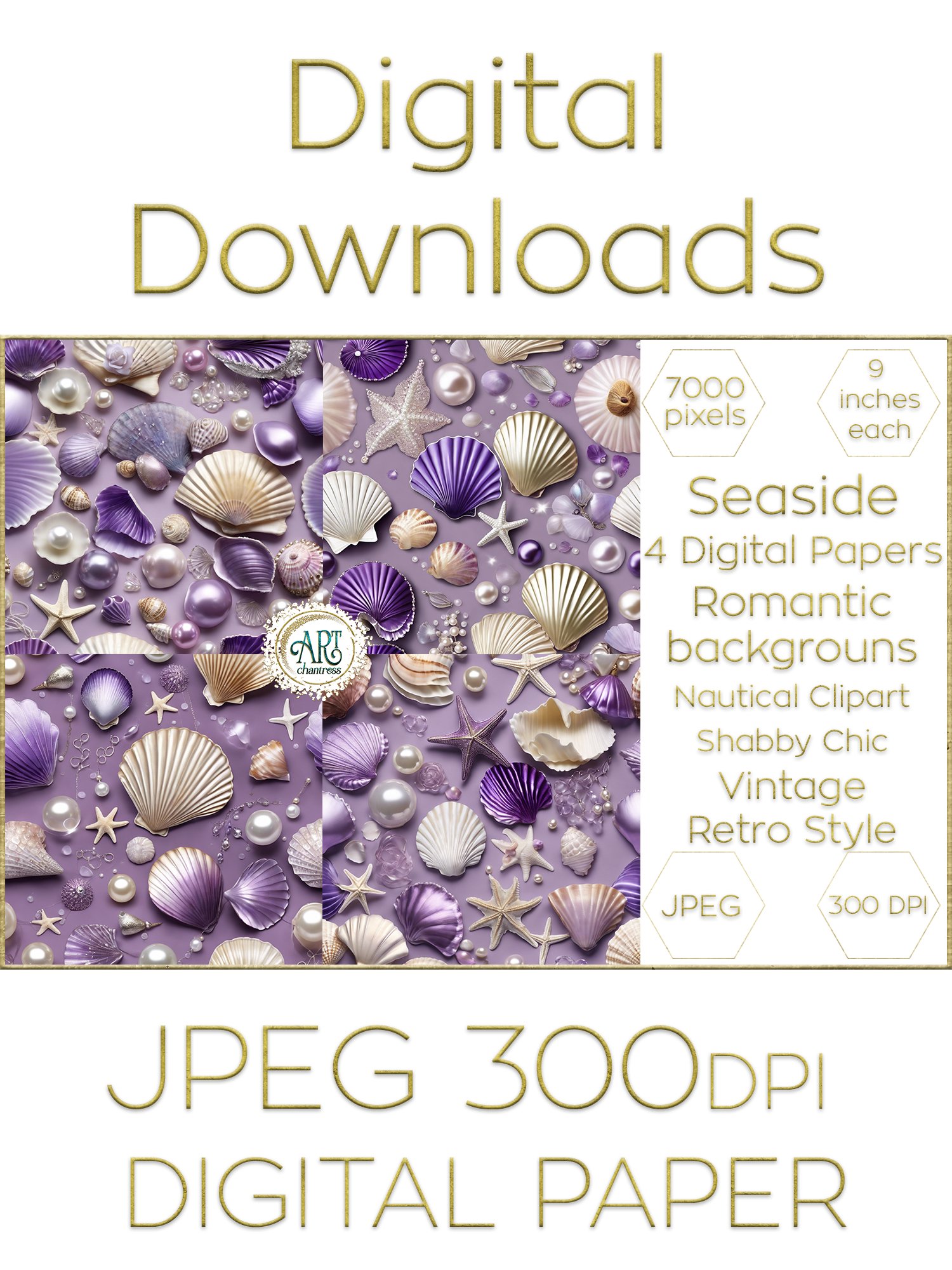 Vintage Cosy Beach Seaside Romantic Digital Papers (3868160)