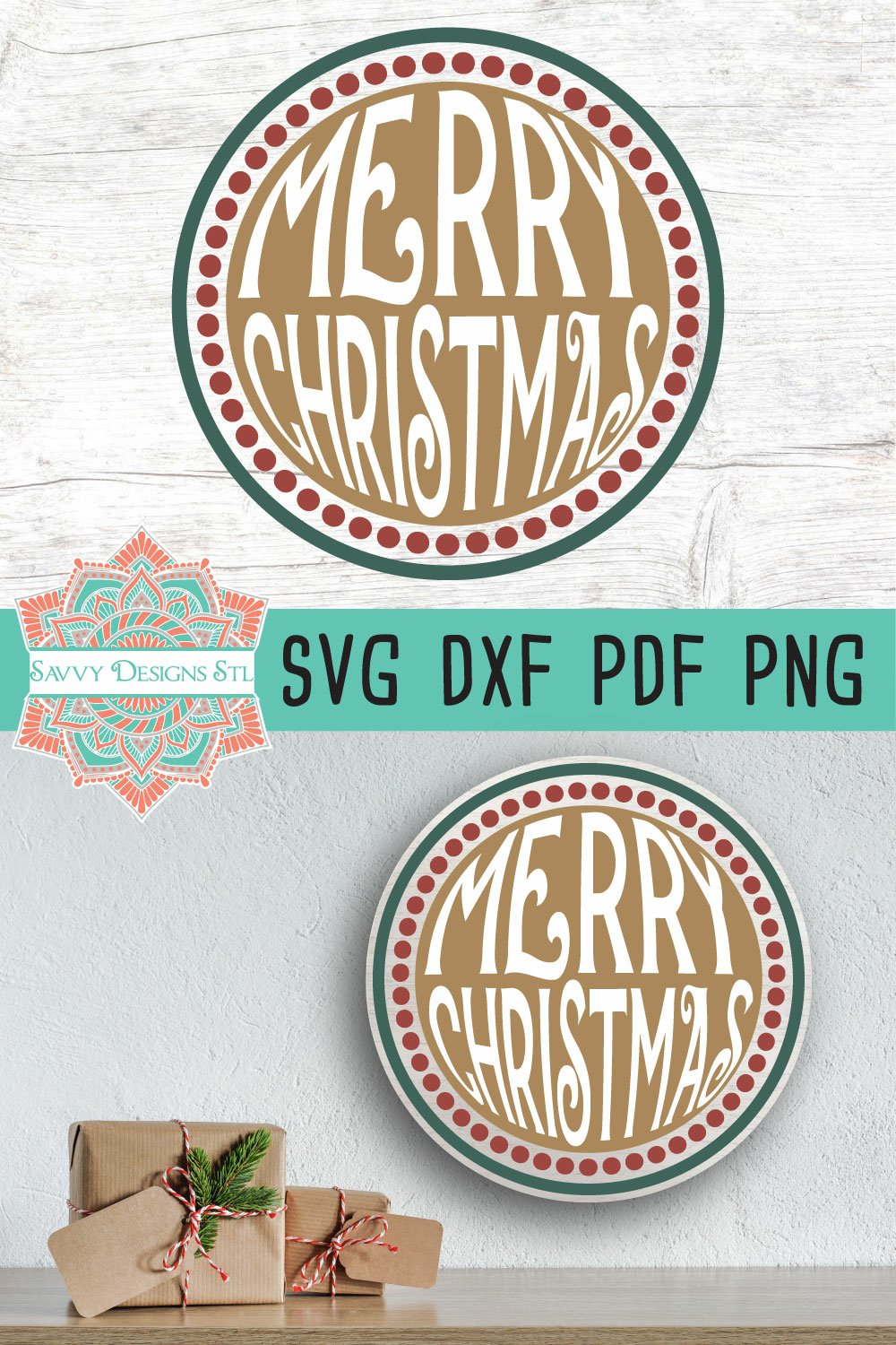 Merry Christmas Round Sign Cut File