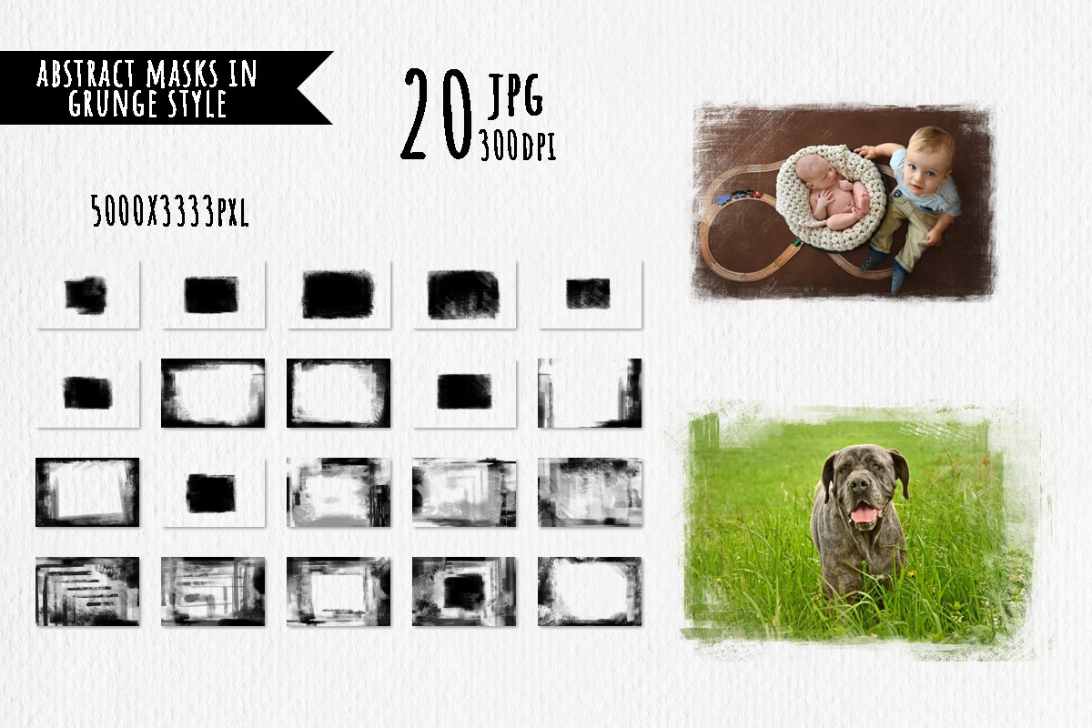 Abstract masks for Photoshop in Grunge style