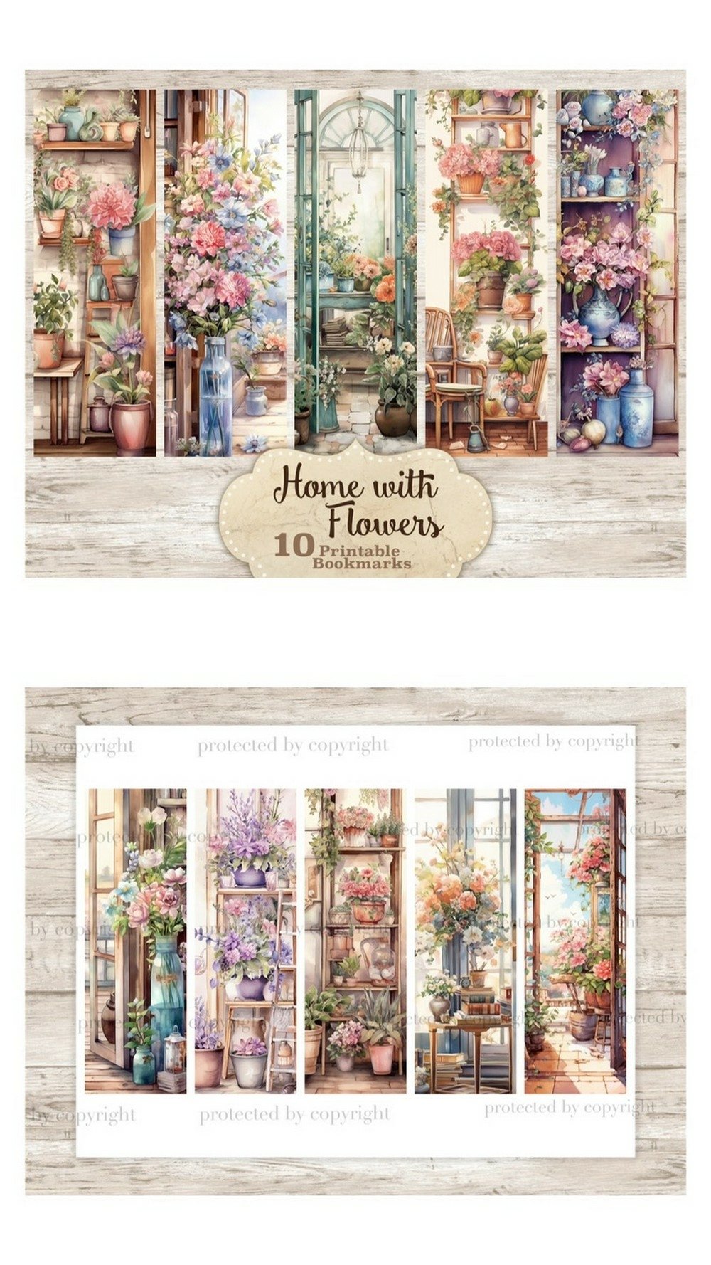 Cozy House Printable Bookmarks | Flowers Print And Cut