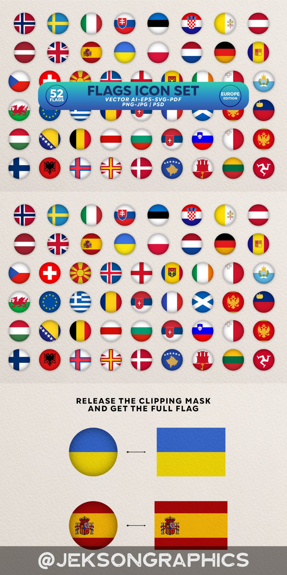 Europe Flag Icons | Circled National Flags SVG Bundle