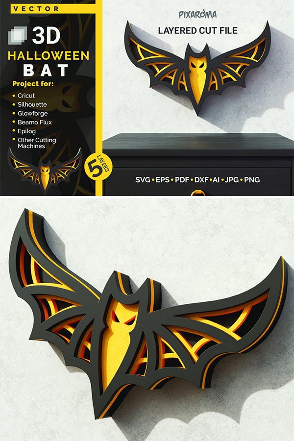 Halloween Bat 3D Layered | Bat SVG Cut File
