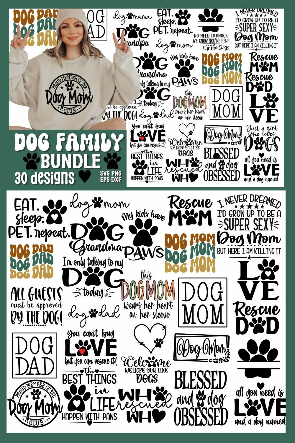 Dog Family Bundle 30 Designs SVG Cutting PNG Sublimation