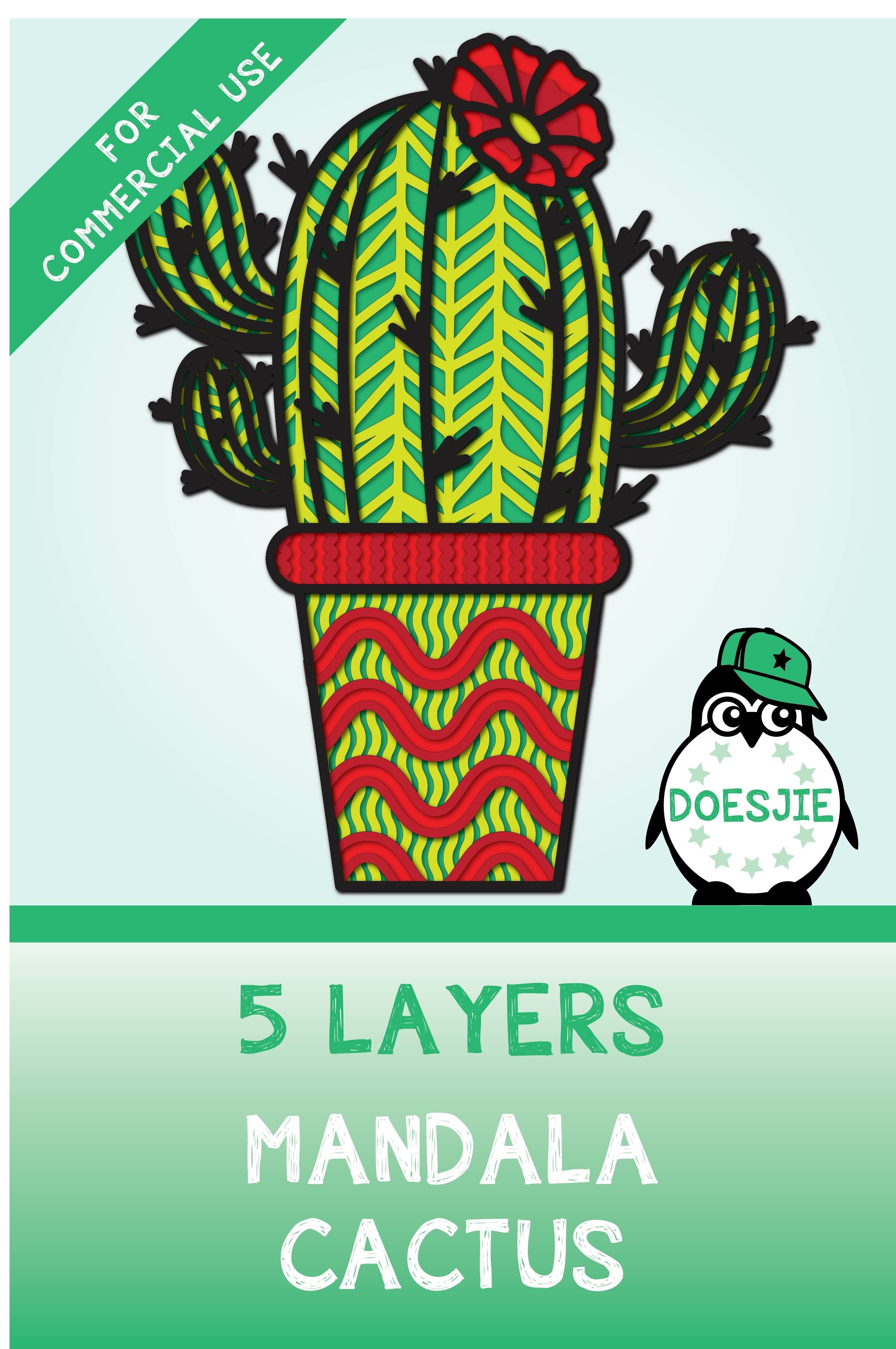 Cactus layered svg file Multi layer mandala cactus flower 3d
