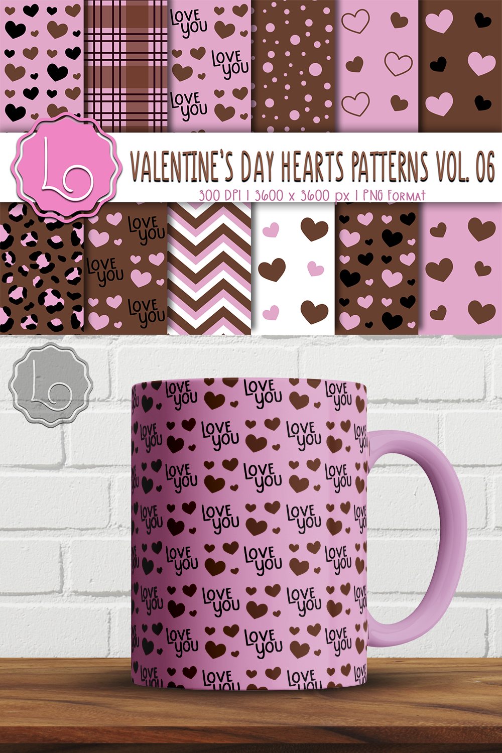Valentines Day Hearts Patterns Vol 06