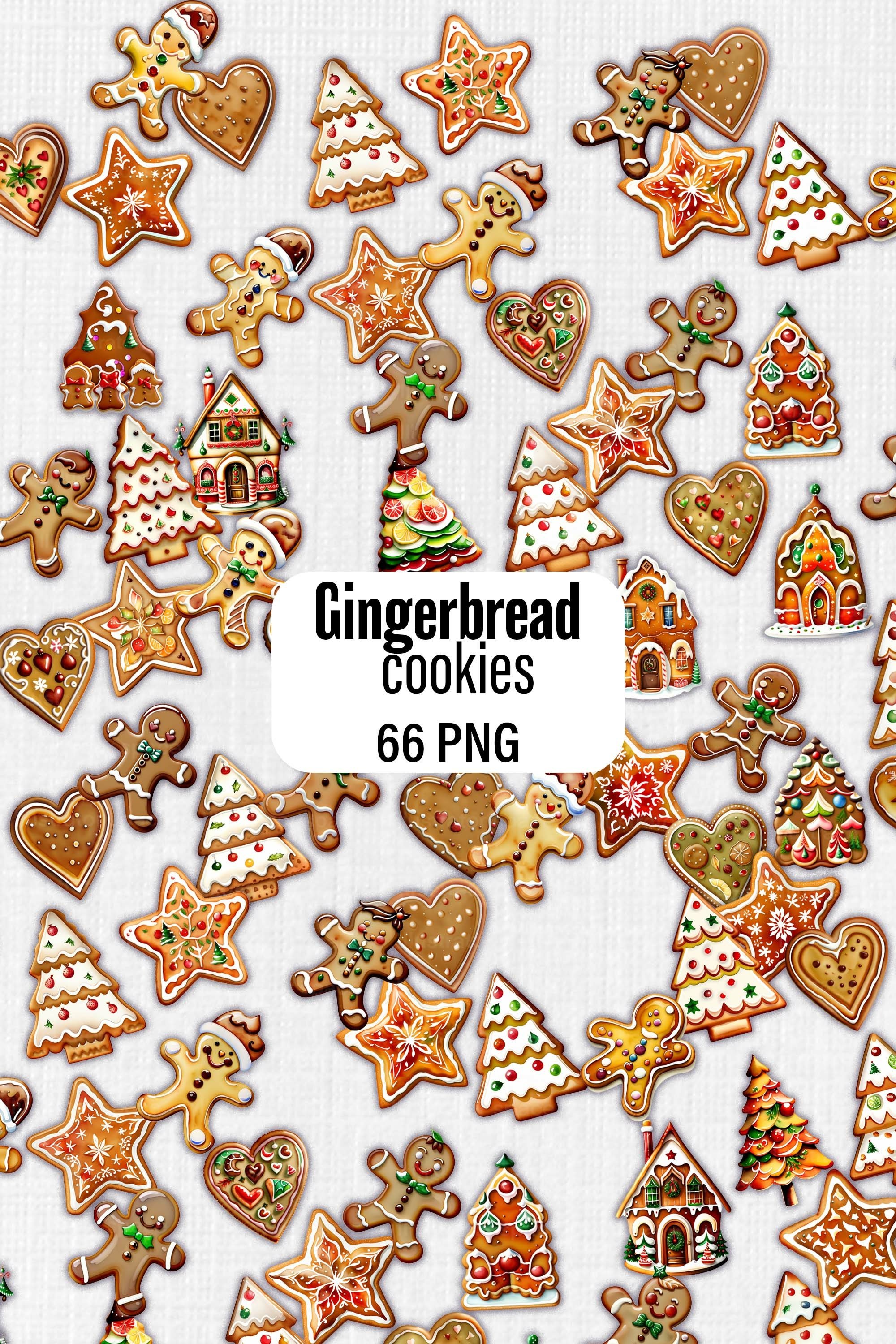 Gingerbread clipart, Winter clipart, 66 PNG DIGITAL download