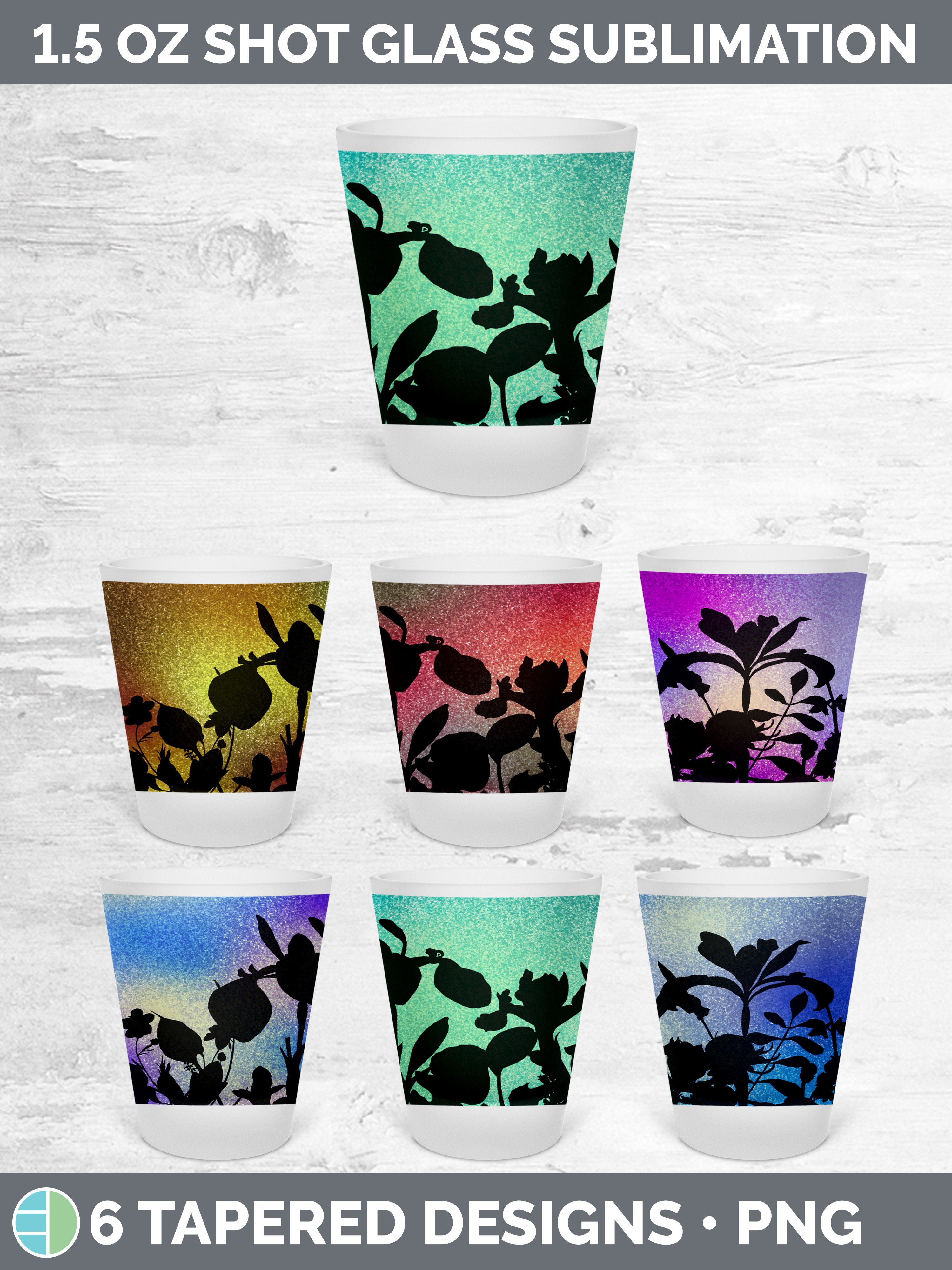 Botanical Shot Glass Sublimation | Tapered Shot Glass 1.5oz