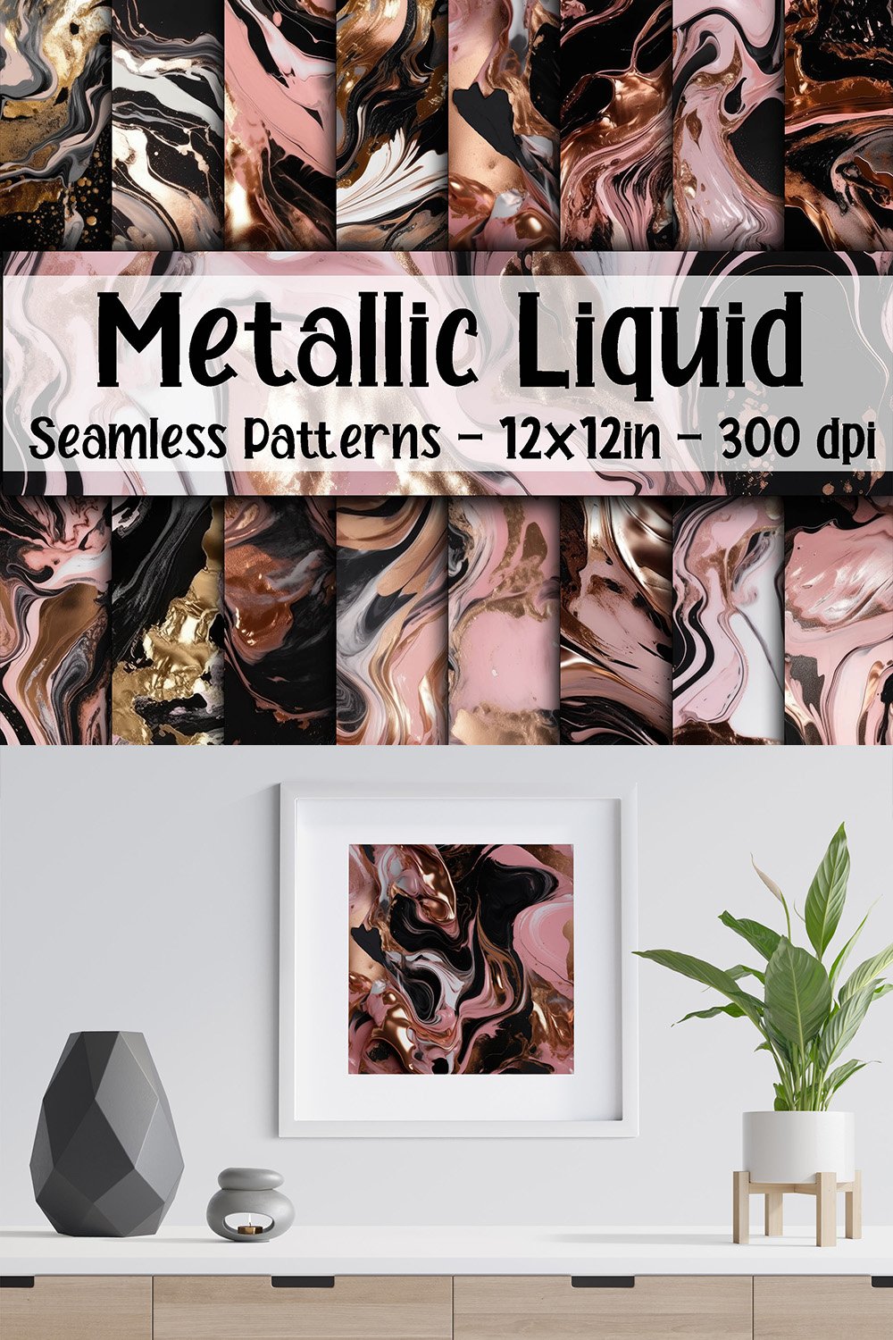 Seamless Metallic Liquid Digital Paper