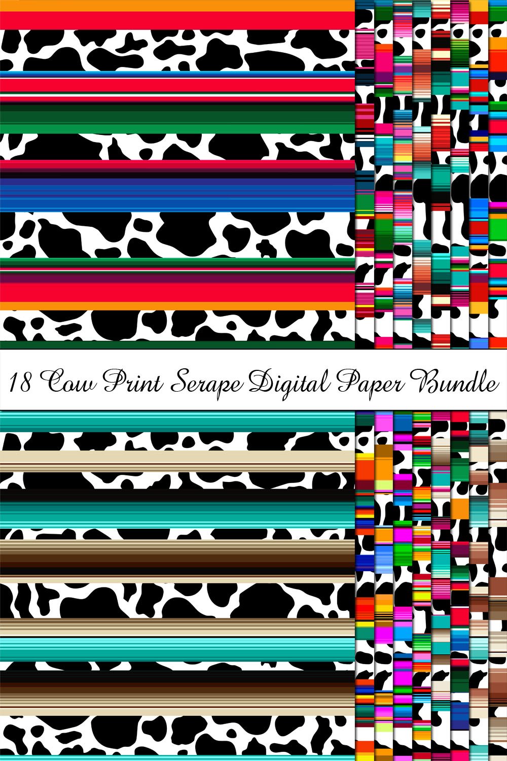 Cow Print Serape Digital Paper Seamless Pattern Bundle