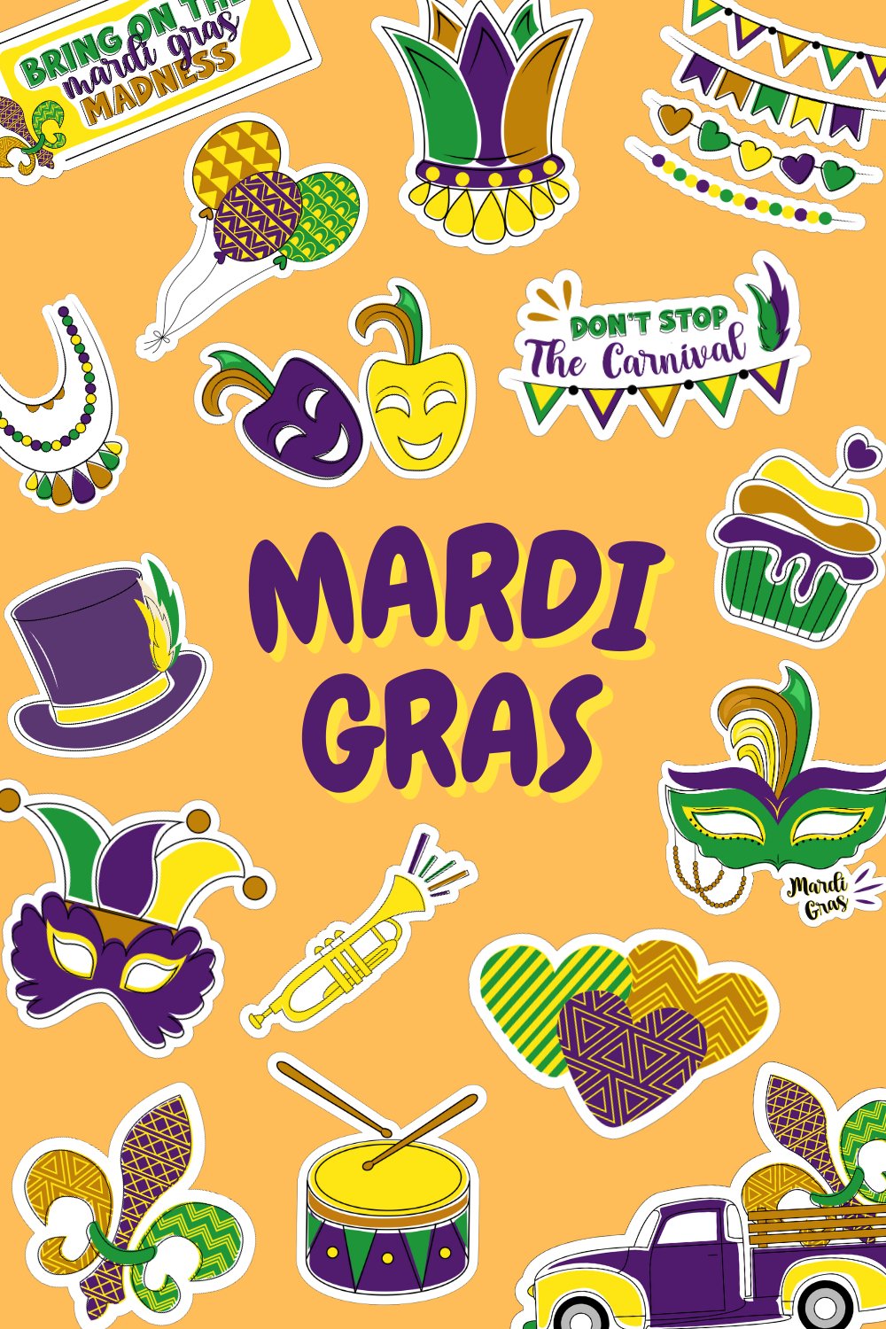 Mardi Gras Digital Bundle - Fat Tuesday Carnival PNG,SVG,EPS