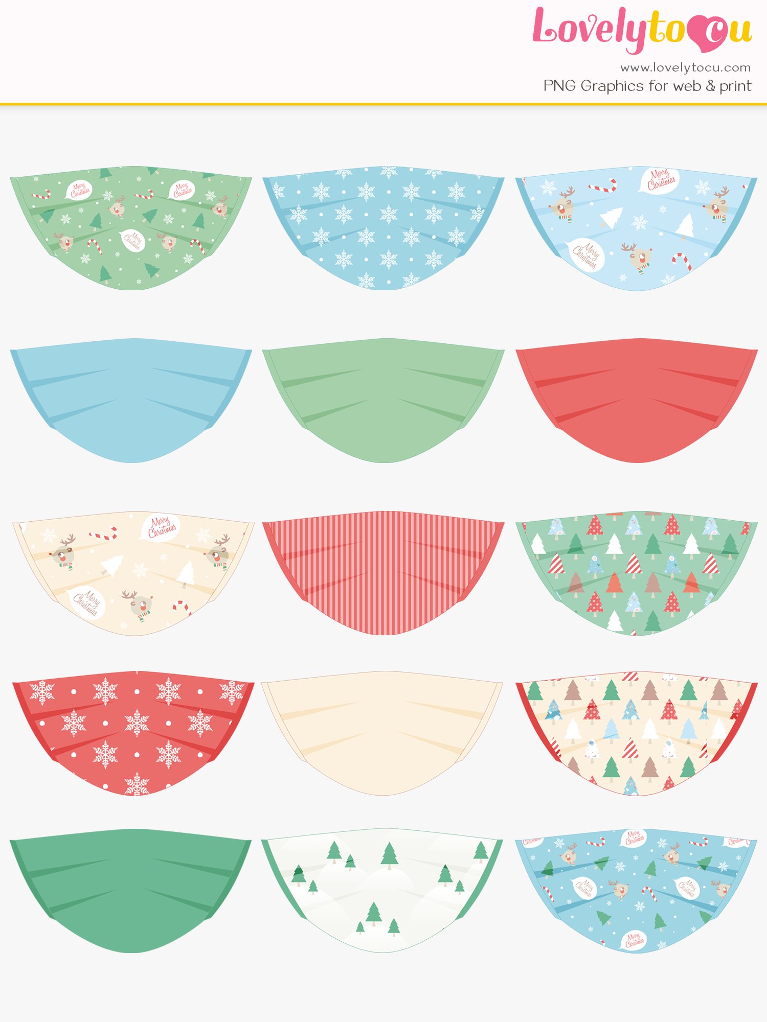 Christmas face mask clipart set (939536) | Clipart | Design Bundles