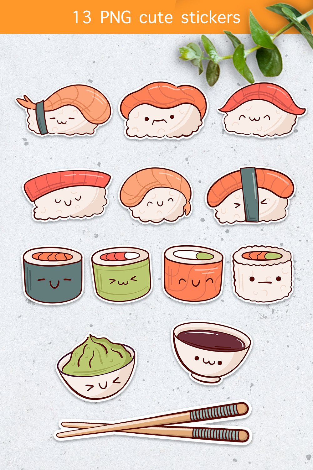 Sushi Sashimi Kawaii stickers |13 png printable
