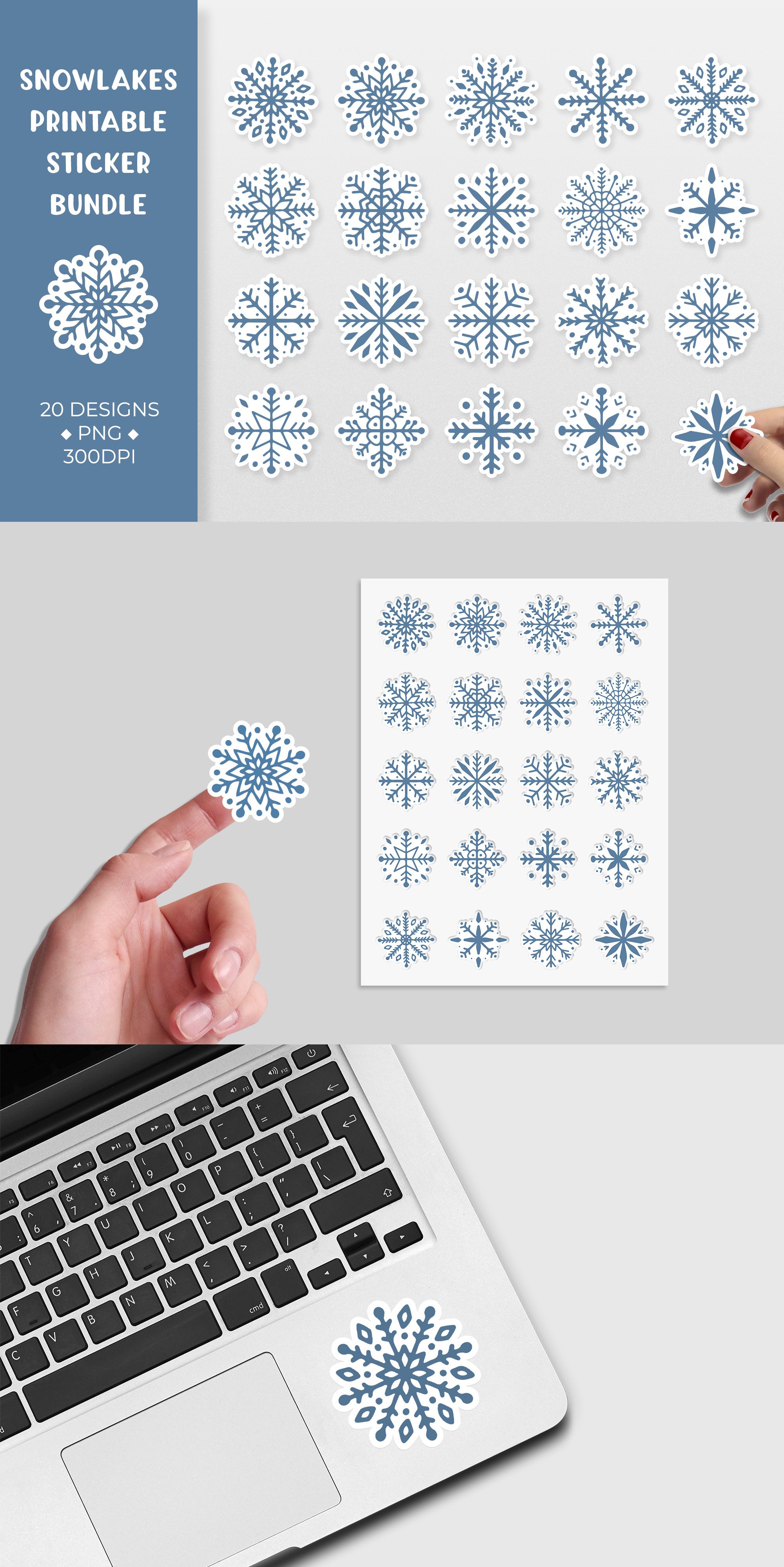 Snowflakes sticker bundle. Winter stickers (3188063)
