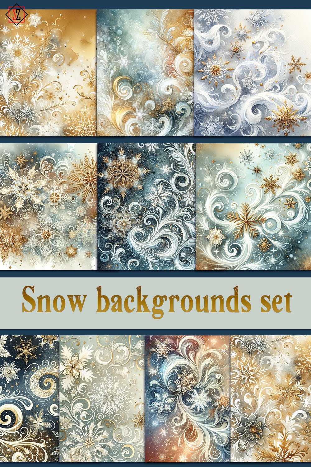 Set of digital snow backgrounds