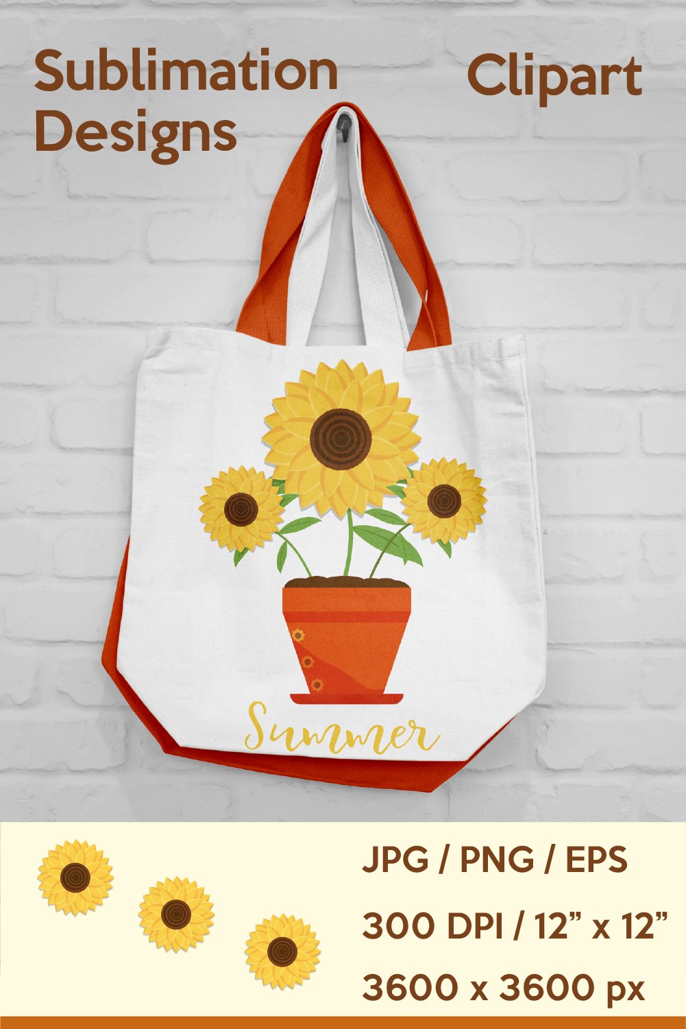 Sunflowers in the pot Sublimation and Clipart (784023)
