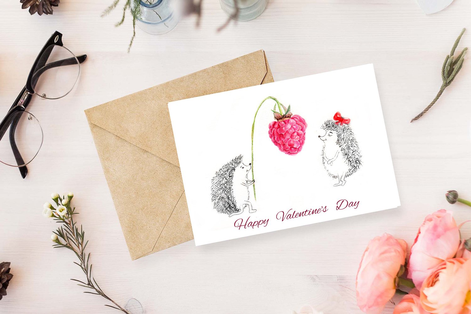 Valentines day Love quotes Love you Hedgehog Watercolor