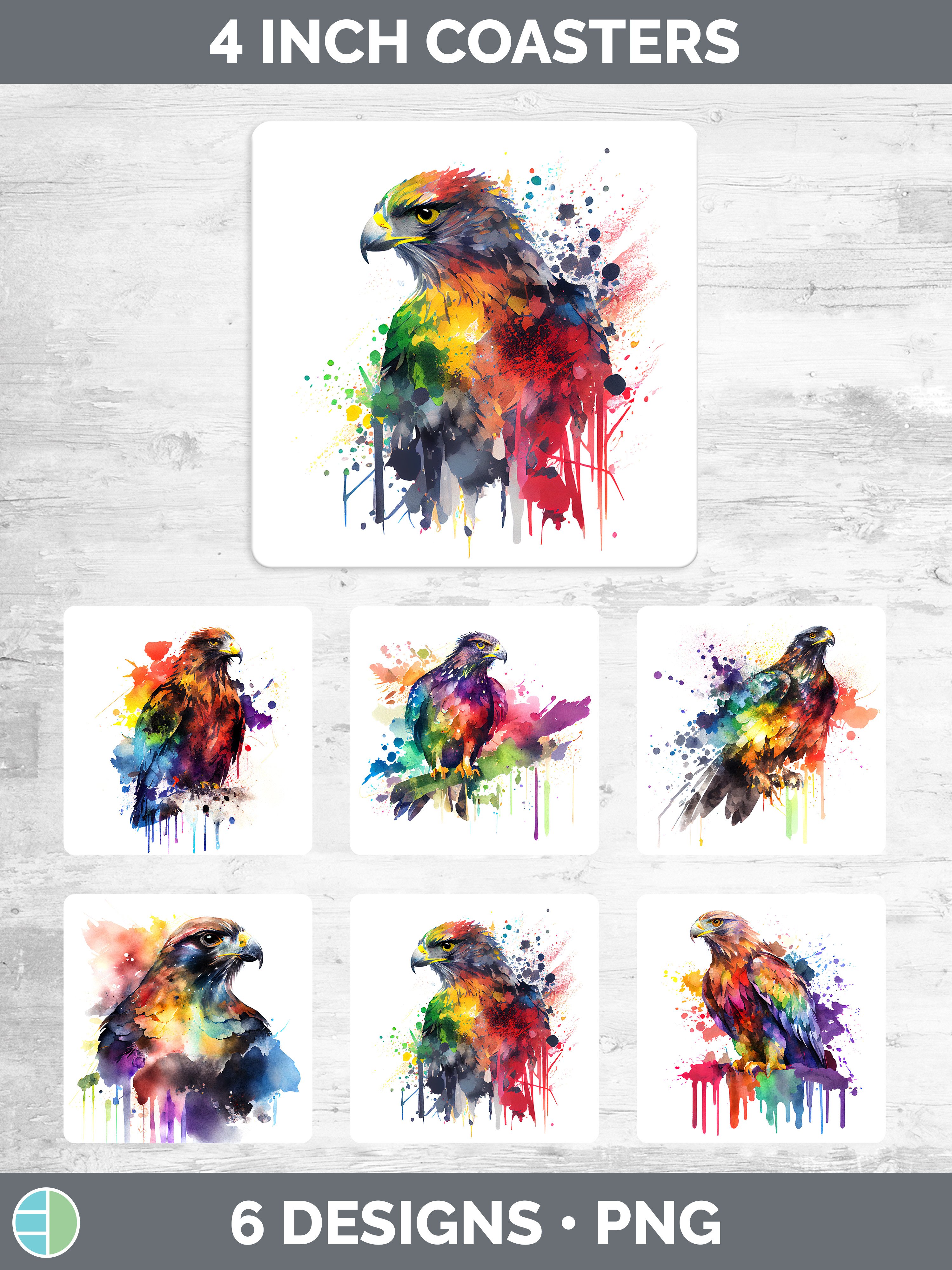 Rainbow Ridgways Hawk Square Coaster | Sublimation Coaster D