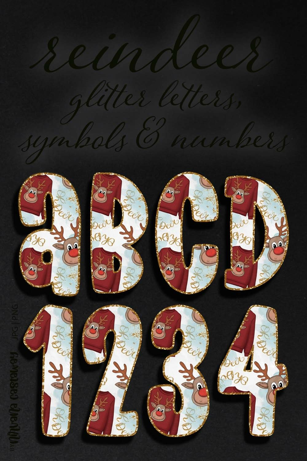 Christmas Reindeer Letters and Numbers Alphabet