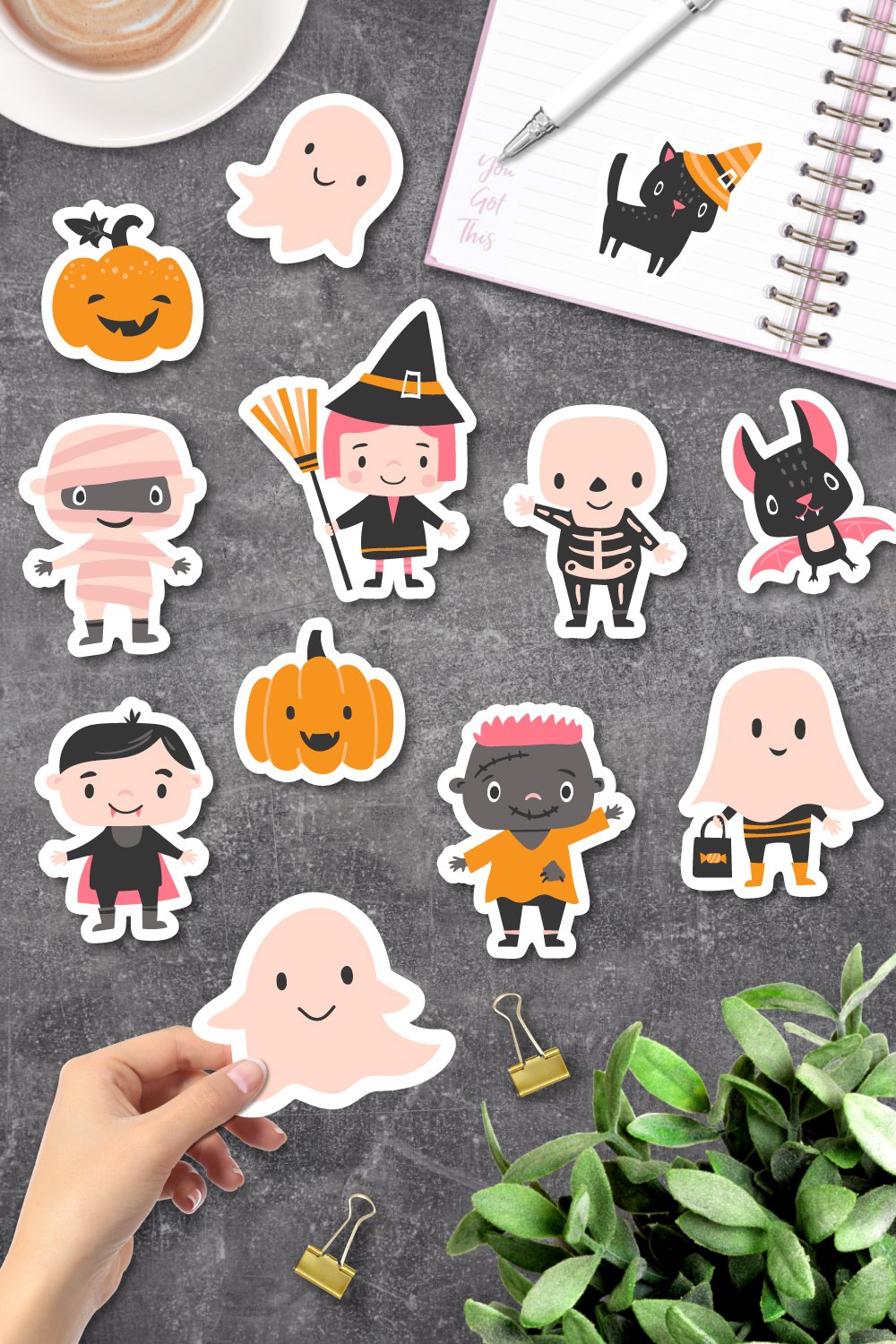 Halloween stickers, Printable and digital set