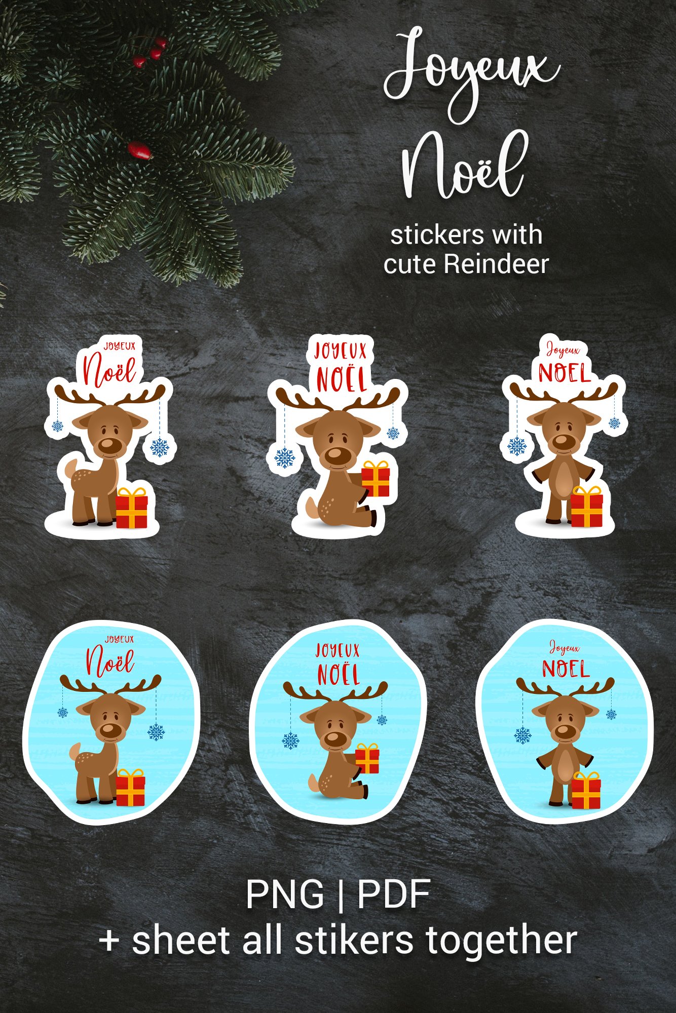 Merry Christmas in French language | Joyeux Noël Stickers