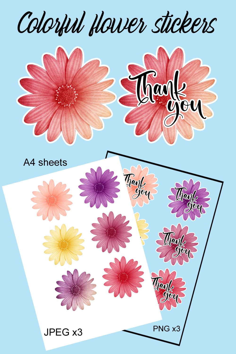 Colorful flower stickers