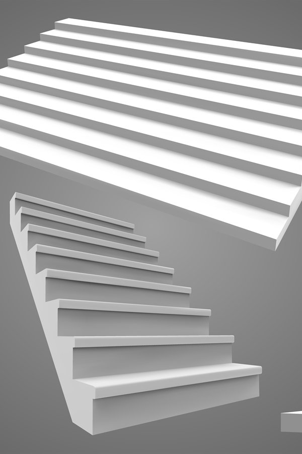 Exterior realistic stairs. Architectural home staircase