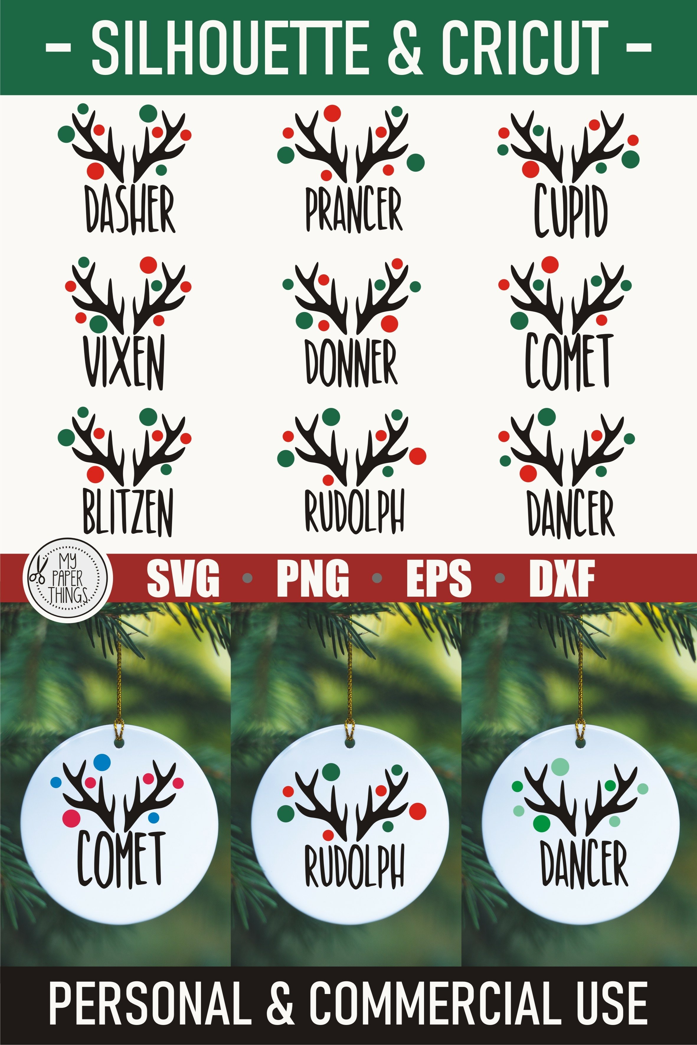 Reindeer names SVG Bundle