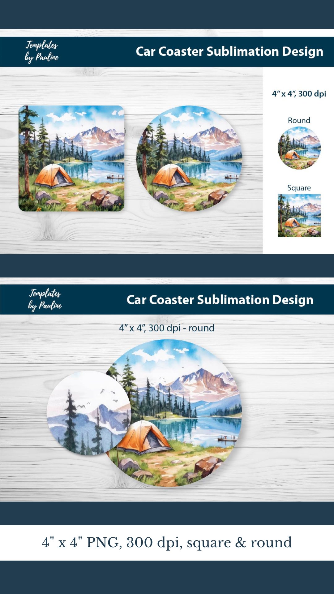 Camping Car Coaster Sublimation Designs