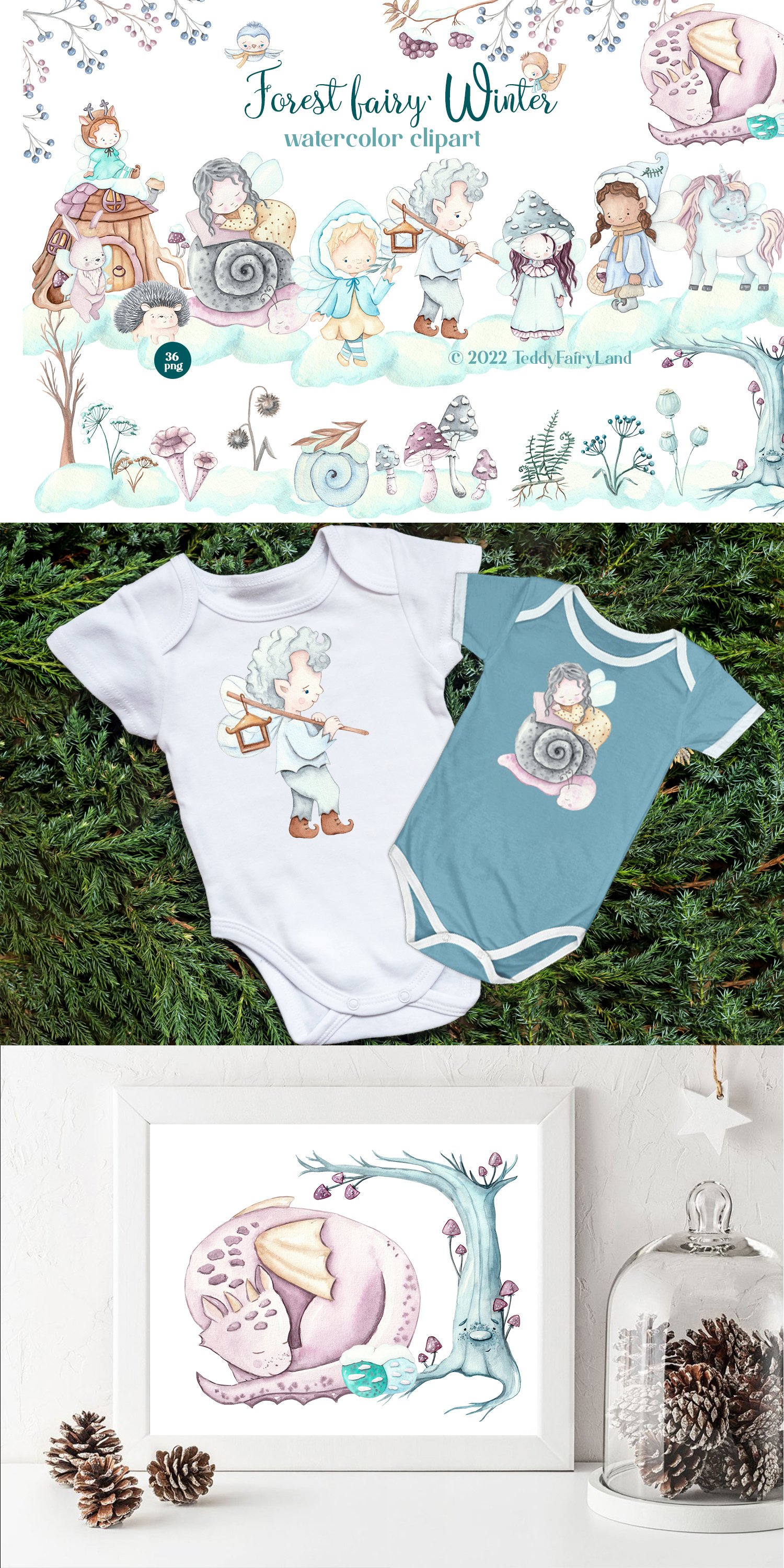 Forest fairy. Winter. Cute Christmas Fairy Clipart