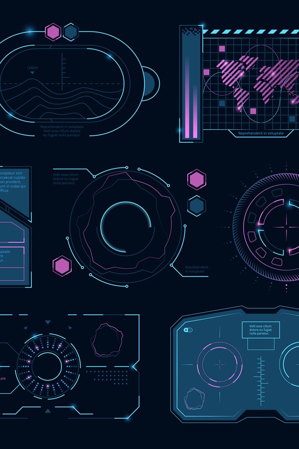 Tech interface futuristic high tech symbols. Hud ui