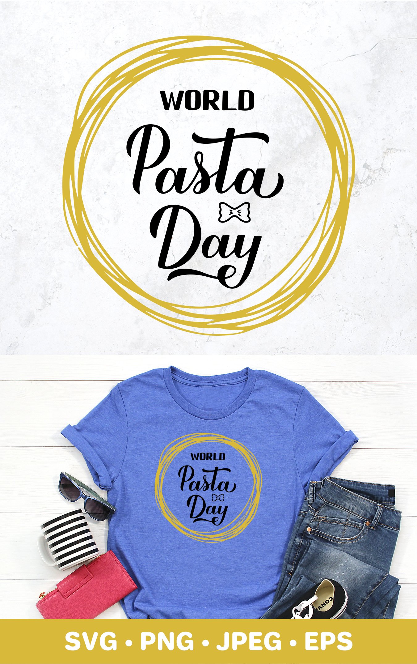 World Pasta Day calligraphy lettering. SVG cut (1627477)