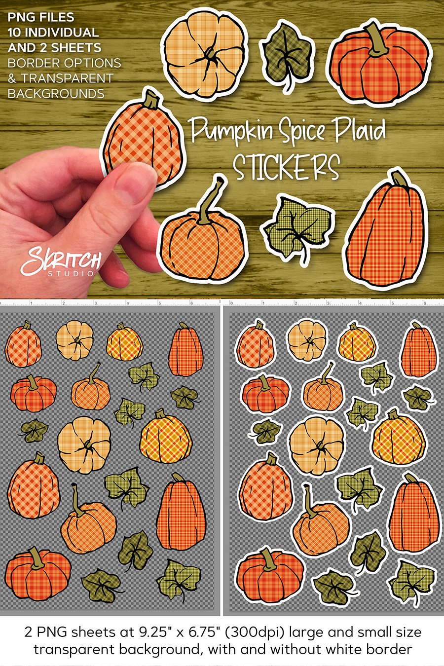 Pumpkin Spice Fall Plaid Stickers