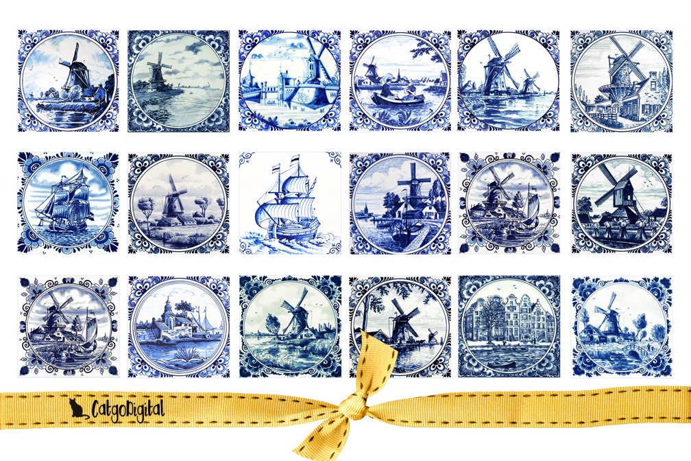 Delft Tiles Printable Square Images Delftware