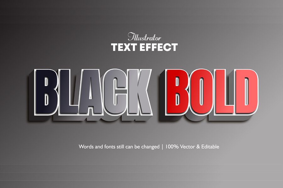 Black Bold Black And Red Editable Illustrator Text Effect