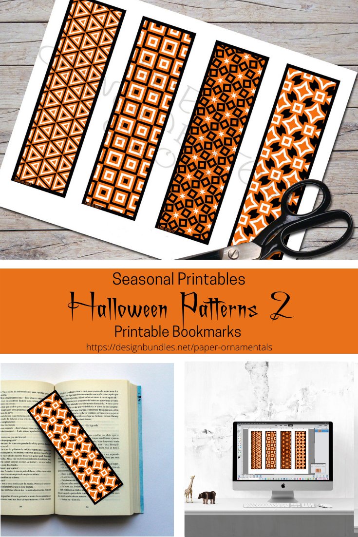 Halloween Patterns Printable Bookmark Set 2