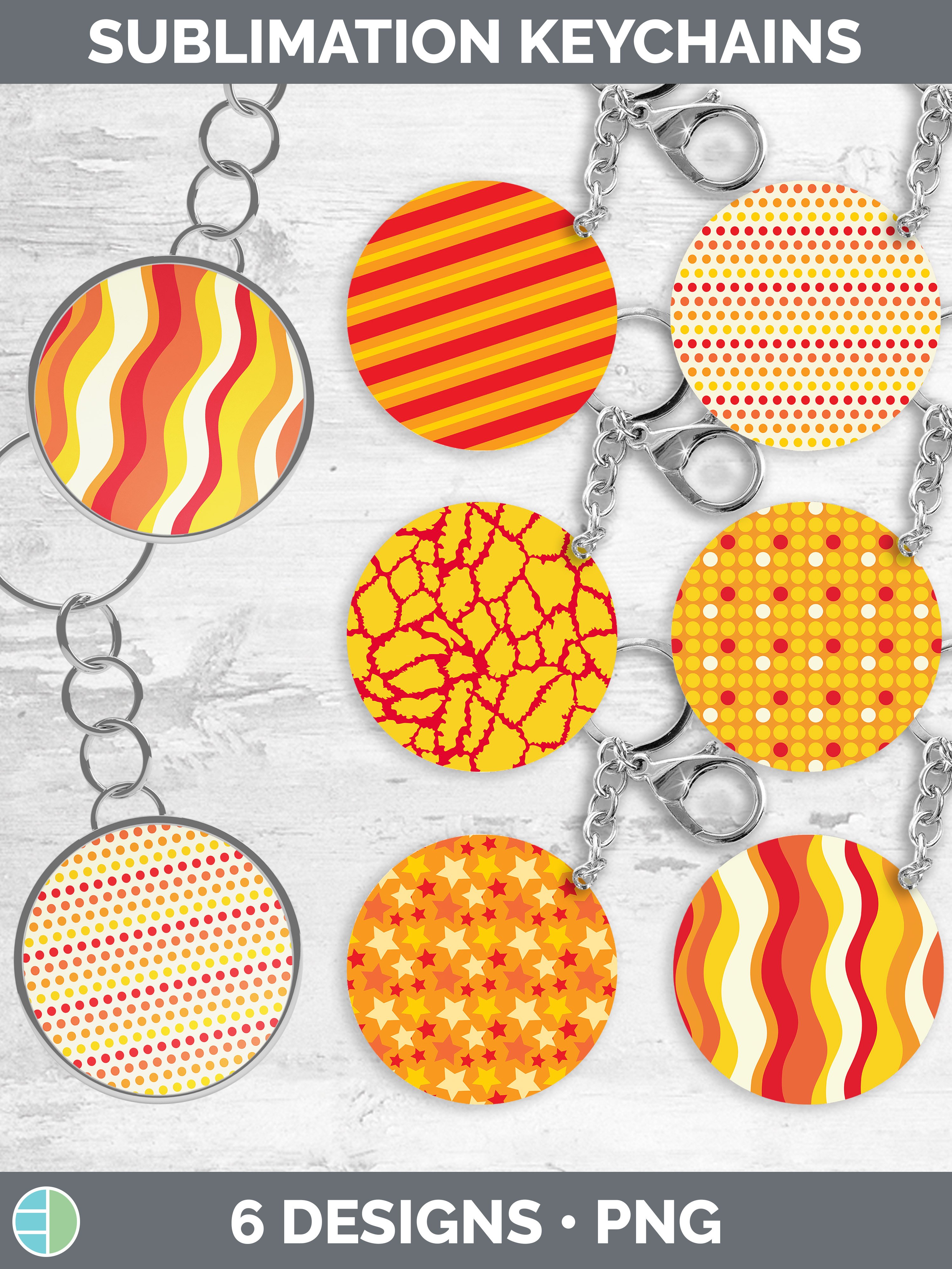 Orange Keychain Bundle | Keyring Sublimation Designs