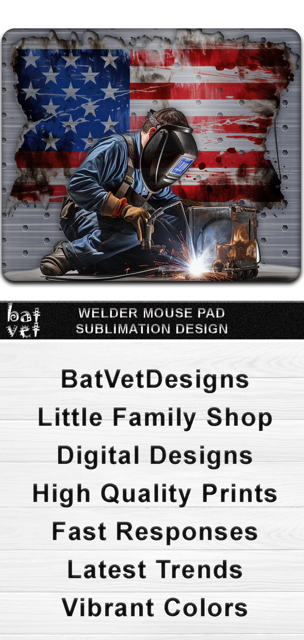 Welder Mouse Pad Sublimation | Patriotic Welding Mousepad