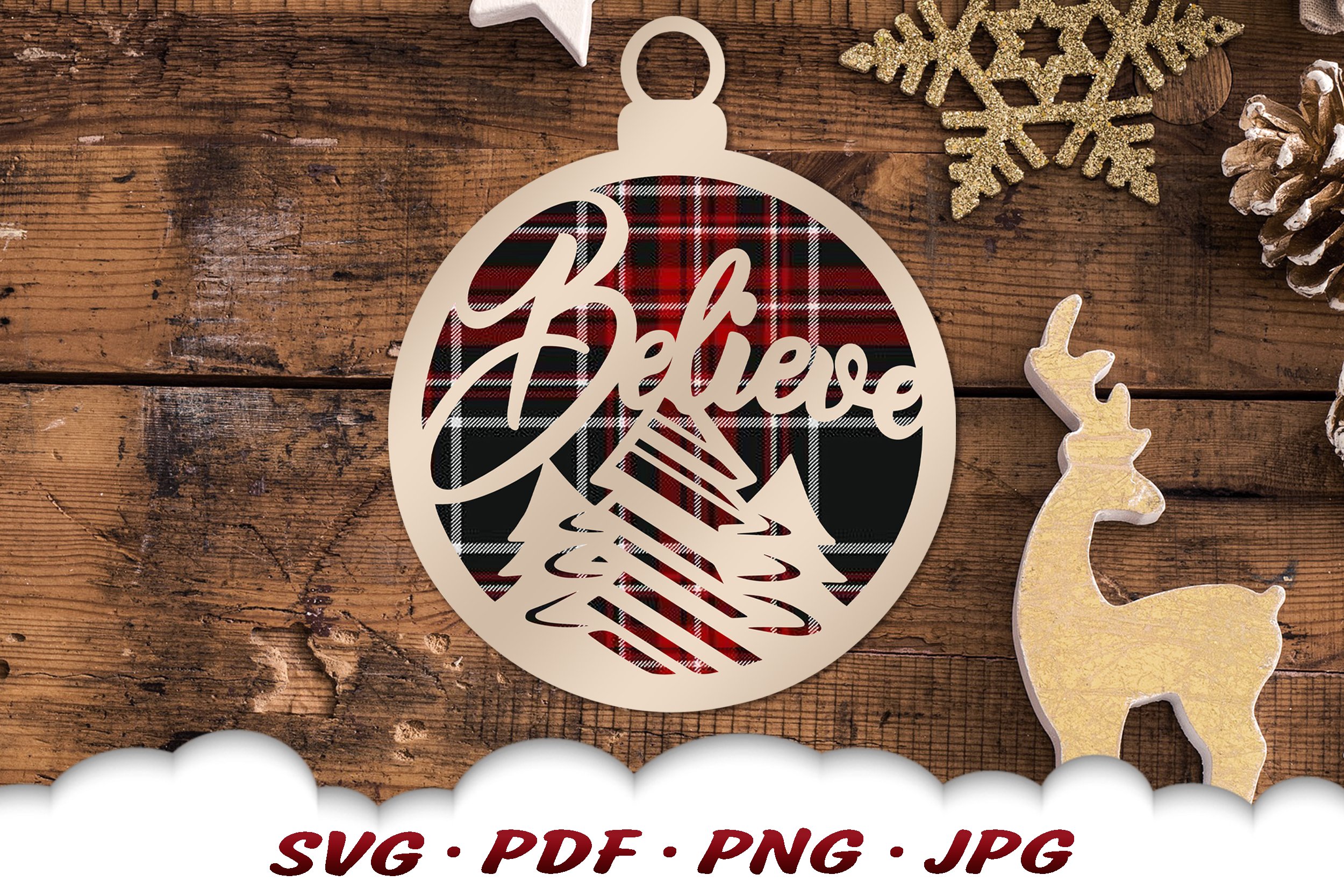 Believe Christmas Tree Ornament SVG Files For Cricut