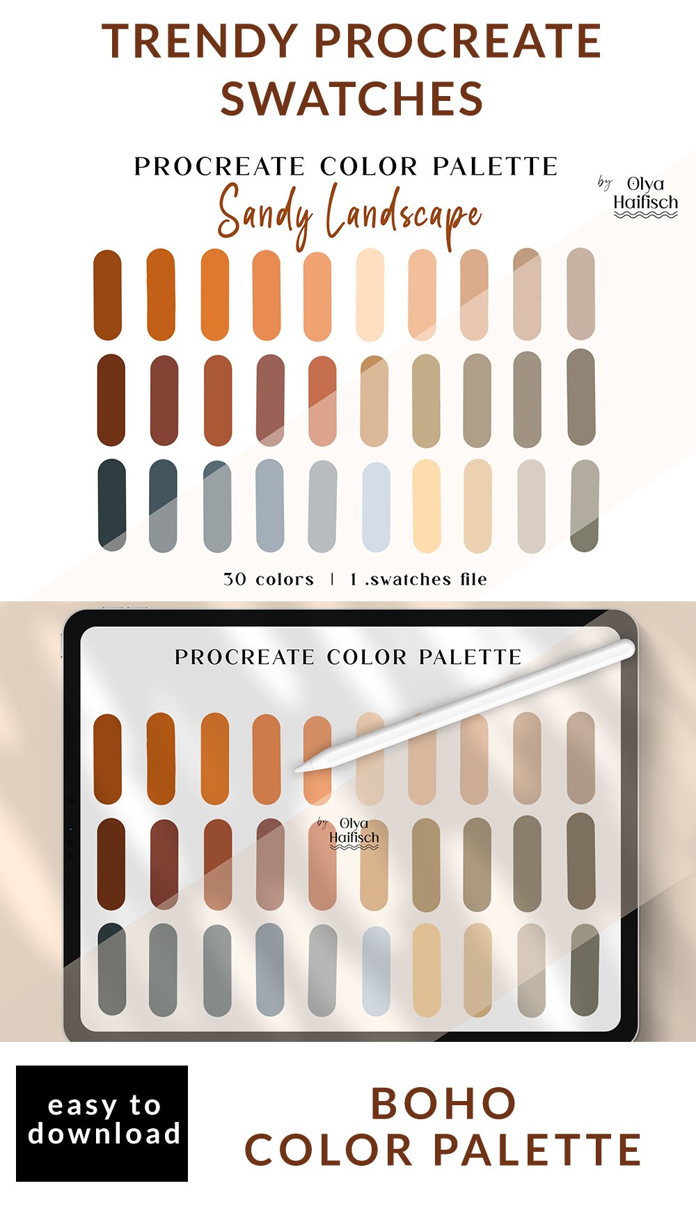 Landscape Procreate Color Palette. Boho Color Swatches