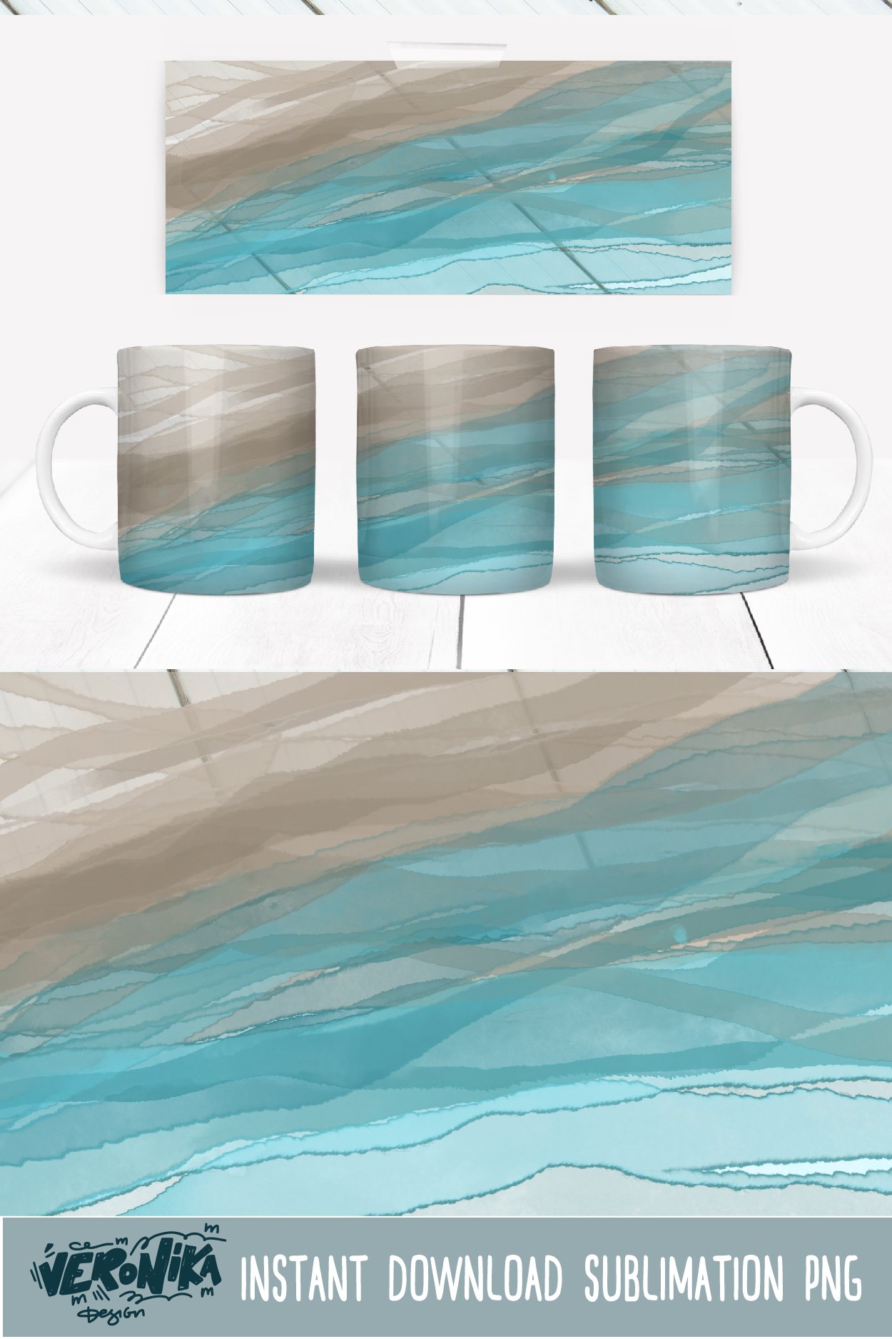 Mug sublimation. Ocean sublimation. Sea