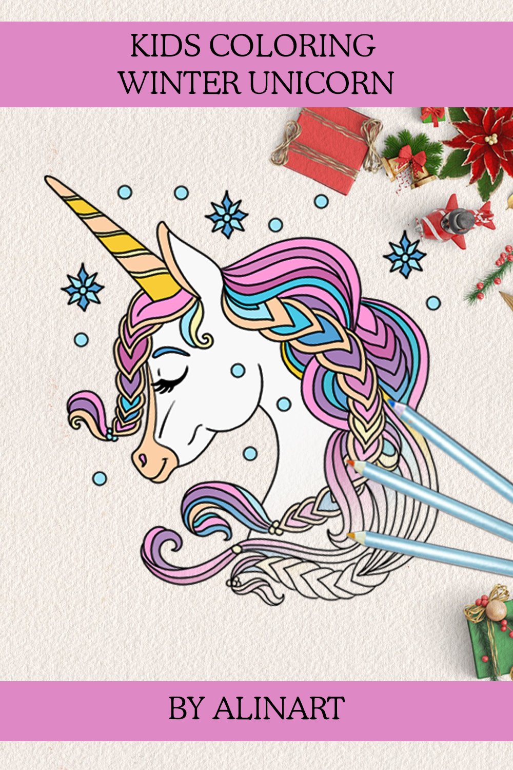 Winter Unicorn Coloring Pages
