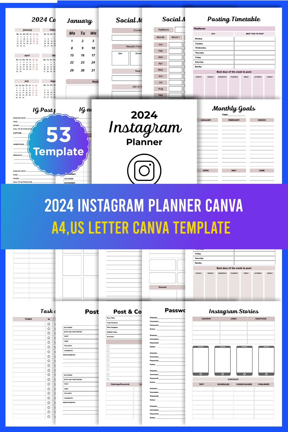 2024 Instagram Planner Canva Template